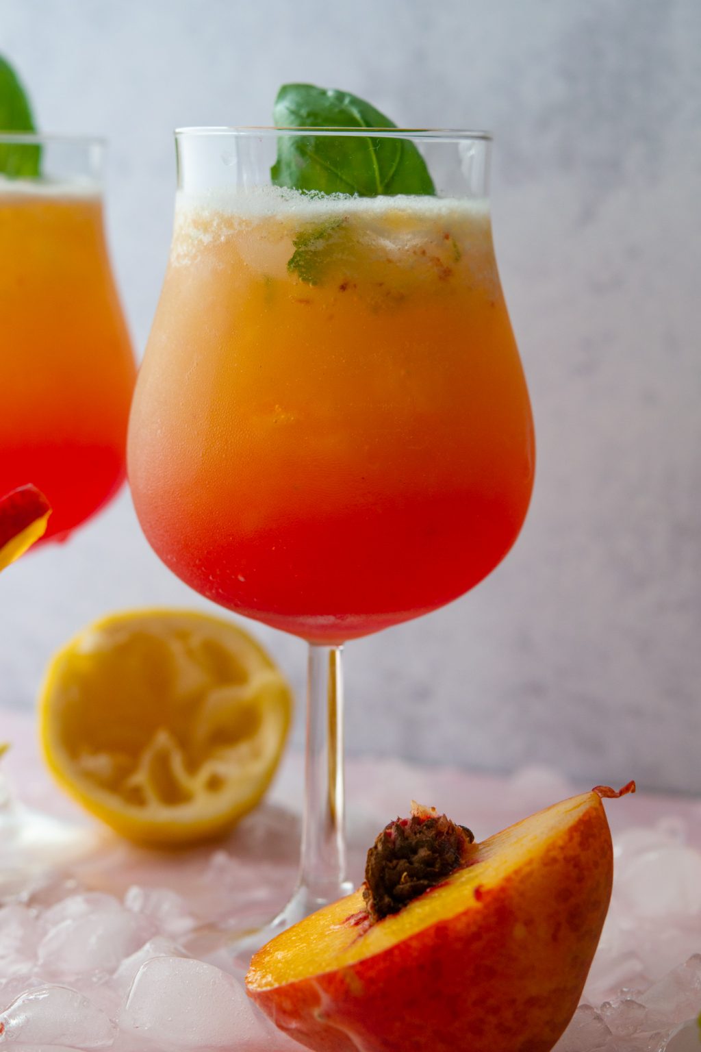 Peach Basil Cocktail - Kisses for Breakfast