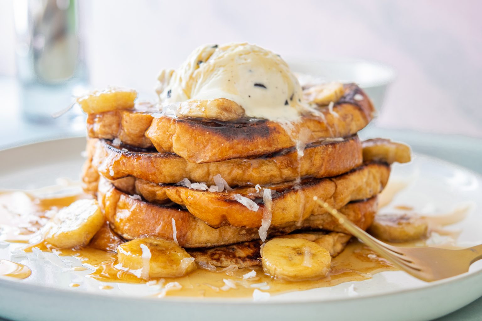 Coconut Rum Banana French Toast - Kisses for Breakfast